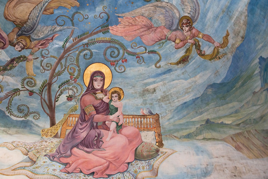 The most unusual fresco of Virgin Mary by famous Georgian artist Lado ...