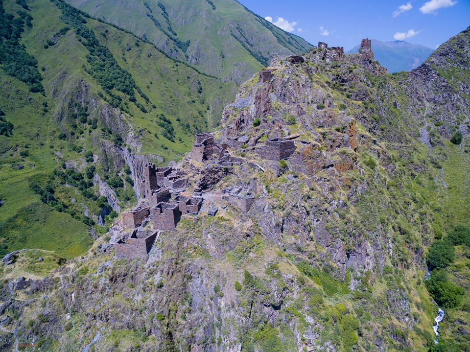Medieval and once abandoned Mutso village in Khevsureti being ...