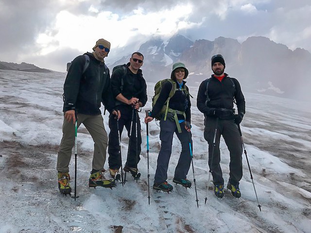 Acting Deputy Chief of Mission Elizabeth Rood climbing up Mkinvartsveri ...